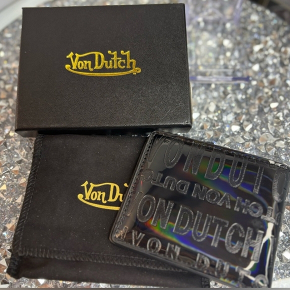 Von Dutch | Bags | Von Dutch Black Holographic Wallet | Poshmark
